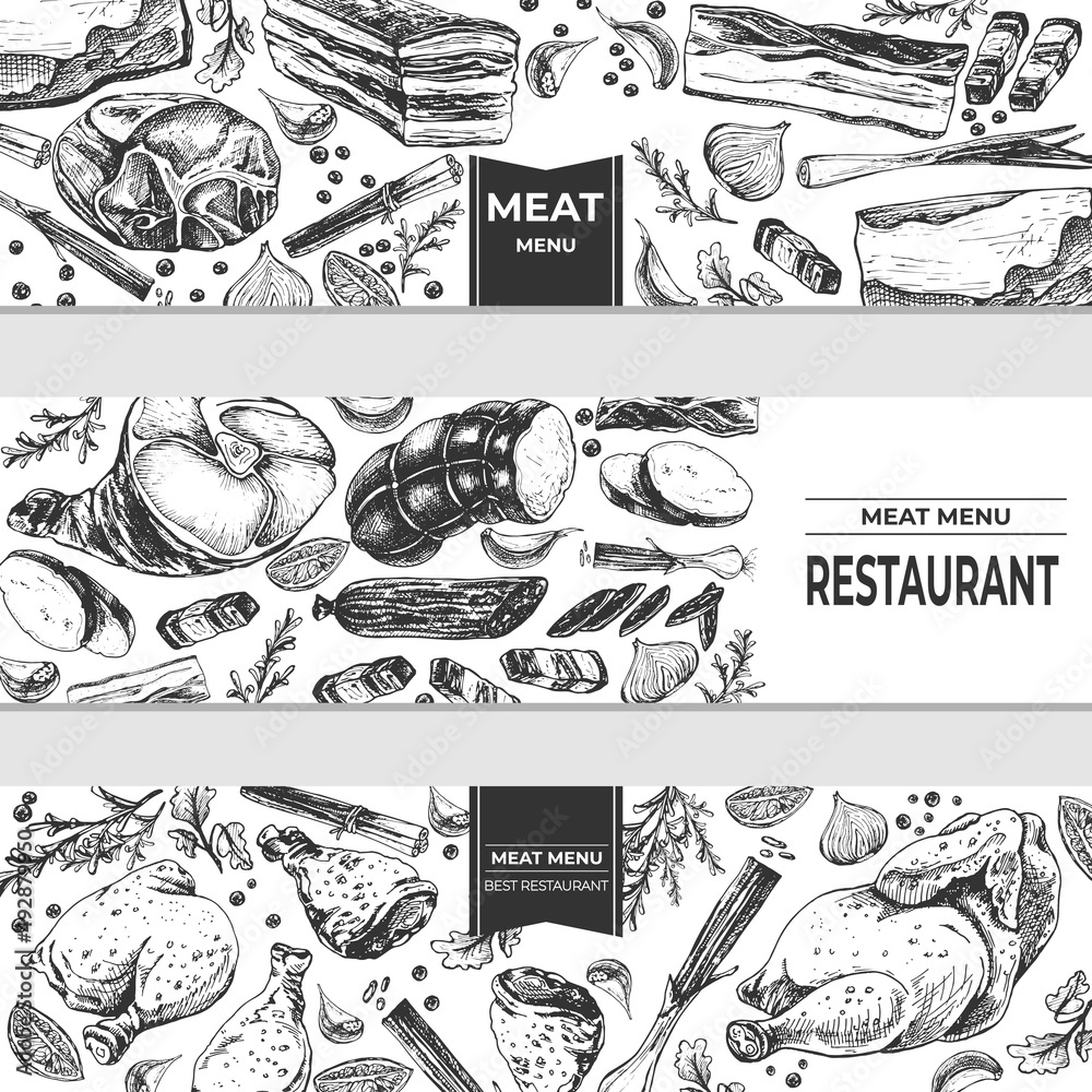 meat, set of templates for restaurant menu set of templates for ...