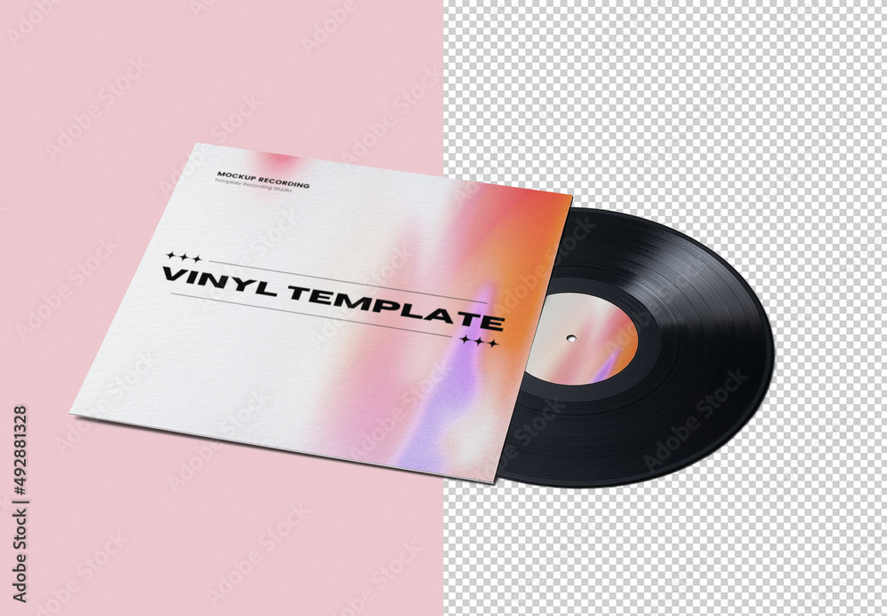 Vinyl on Sleeve Mockup with Transparent Background Stock Template ...