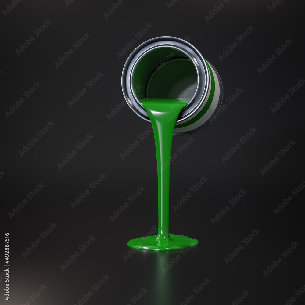 floating green paint can pour out Stock Illustration | Adobe Stock