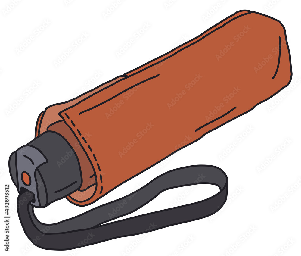 The vectorized hand drawing of a red folding umbrella Stock Vector ...