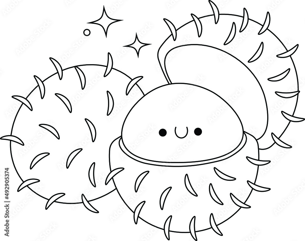 kawaii rambutan coloring page for children Stock Vector | Adobe Stock
