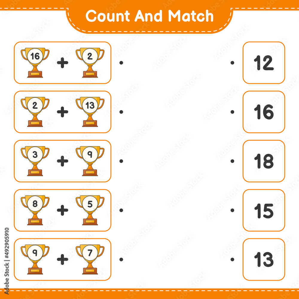 Count and match, count the number of Trophy and match with the right ...