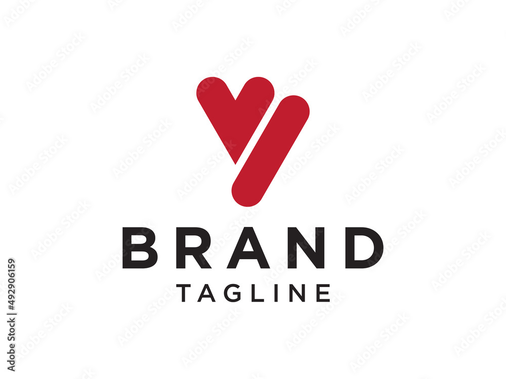 Abstract Initial Letter Y Logo. Red Geometric Shape Y Icon Arrow Style ...
