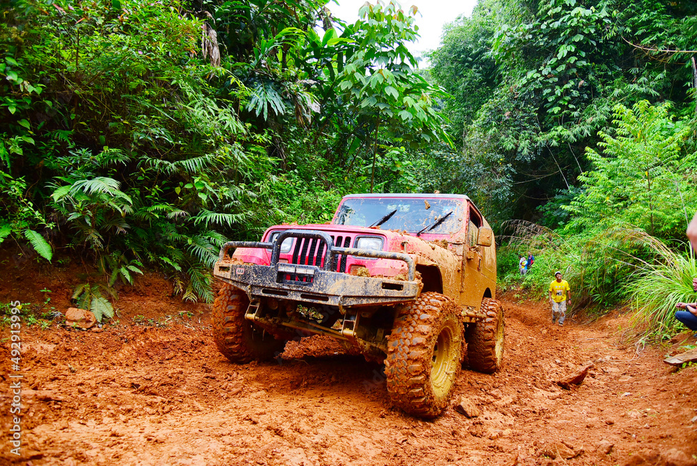 Gua Musang, Kelantan, Malaysia, 24.2.2020 - A convoy of 4X4 wheel drive ...