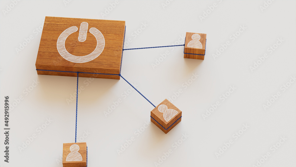 Activate Technology Concept with power Symbol on a Wooden Block. User ...