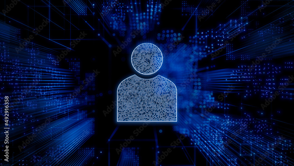 Social Technology Concept with user symbol against a Futuristic, Blue ...