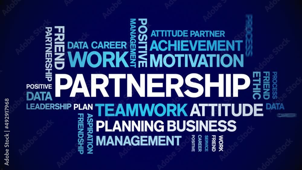 Partnership animated tag word cloud;text design animation kinetic ...