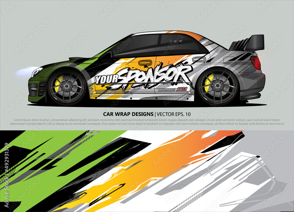 Race car wrap design vector for vehicle vinyl sticker and automotive ...