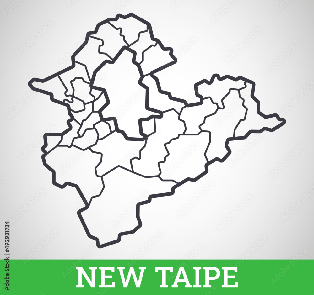 Simple outline map of New Taipei. Vector graphic illustration. Stock ...