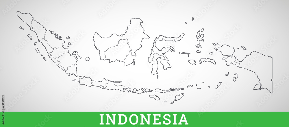 Simple outline map of Indonesia. Vector graphic illustration. Stock ...