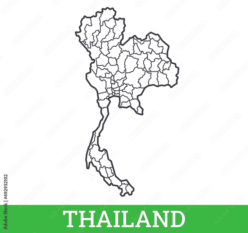 Simple outline map of Thailand. Vector graphic illustration. Stock ...