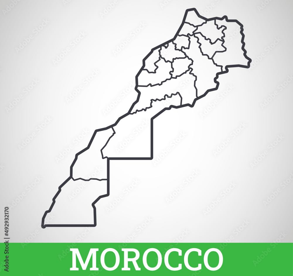 Simple outline map of Morocco. Vector graphic illustration. Stock ...