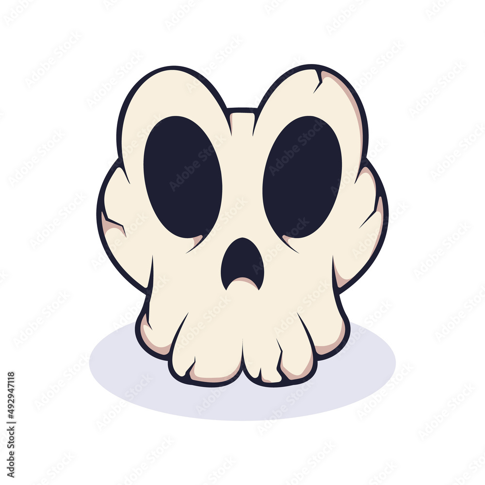 Vector illustration of cute cartoon skull with big oval eyes and teeth ...