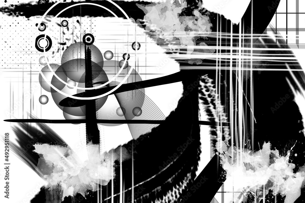 Abstract illustration, a modern work of art. Black and white abstract ...