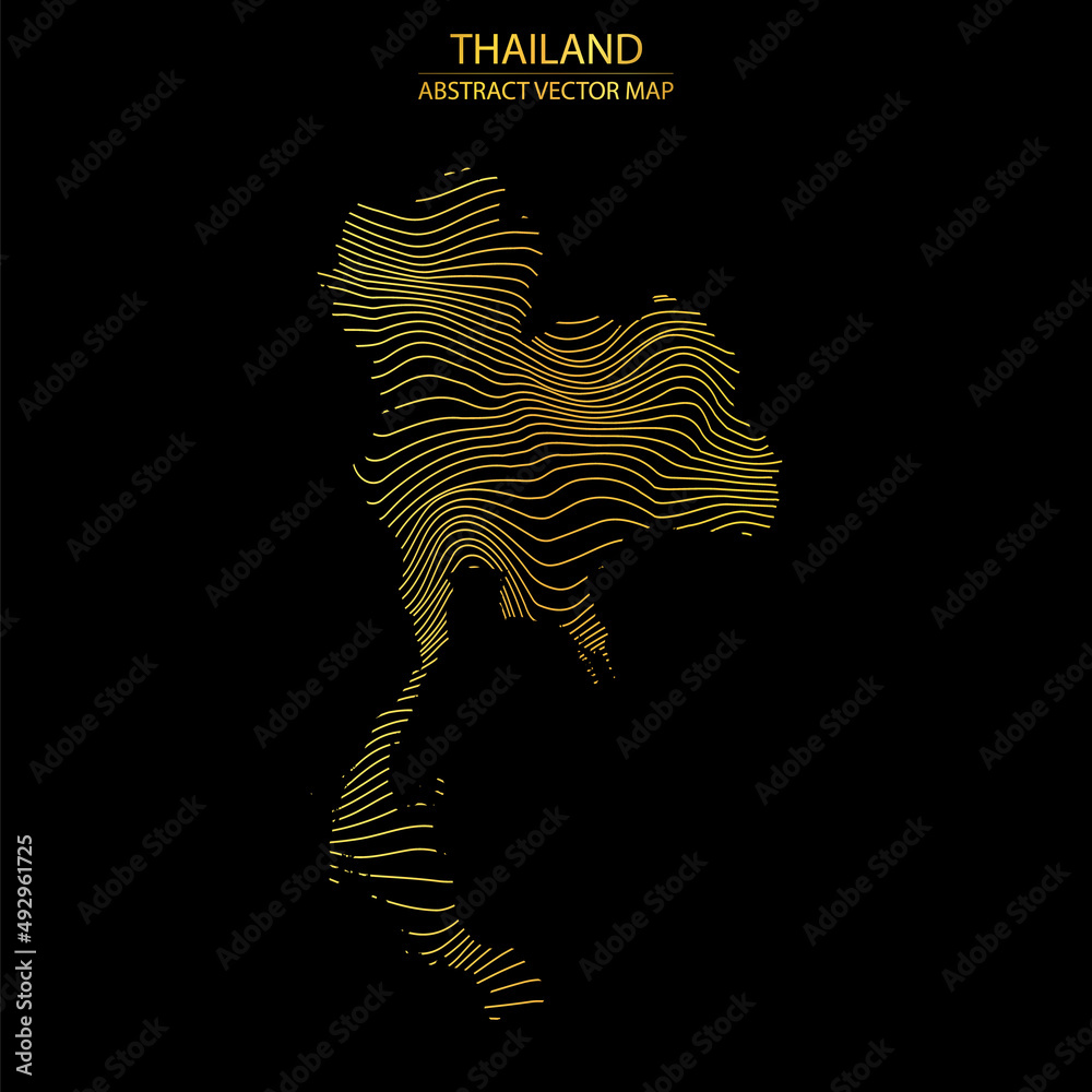 abstract map of Thailand - vector illustration of striped gold colored ...