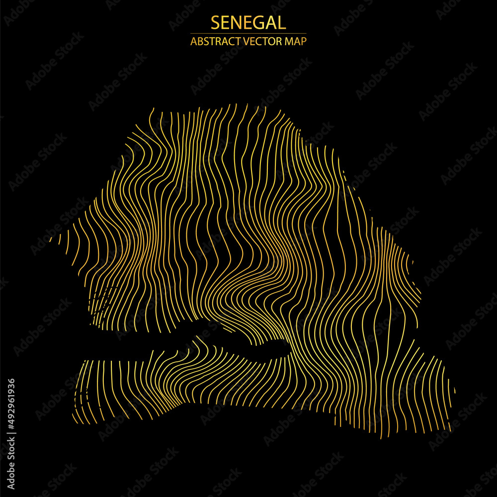 abstract map of Senegal - vector illustration of striped gold colored ...