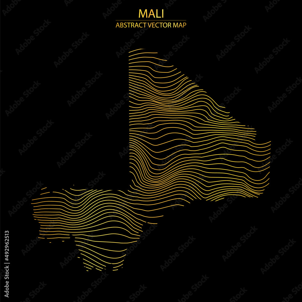 abstract map of Mali - vector illustration of striped gold colored map ...