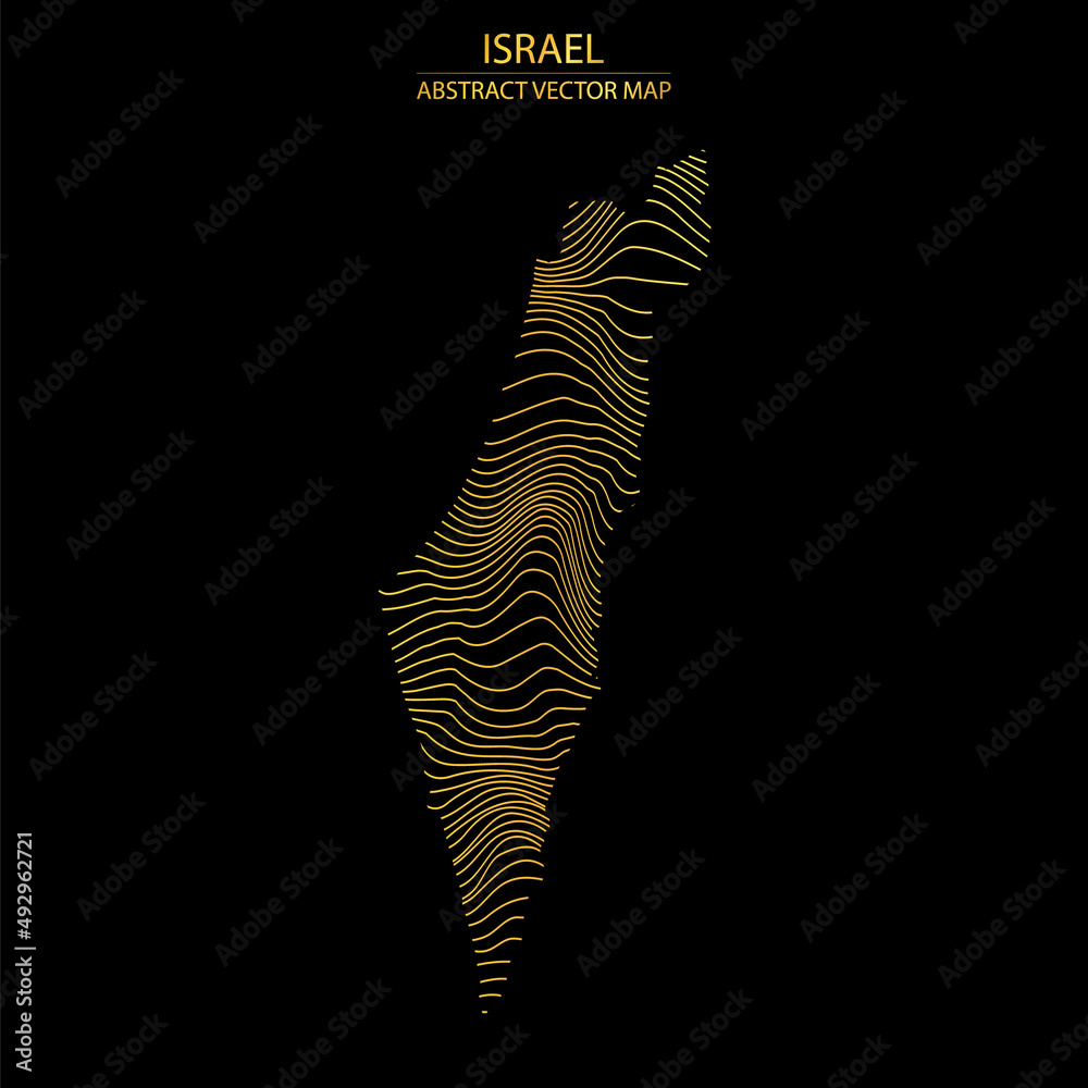 abstract map of Israel - vector illustration of striped gold colored ...