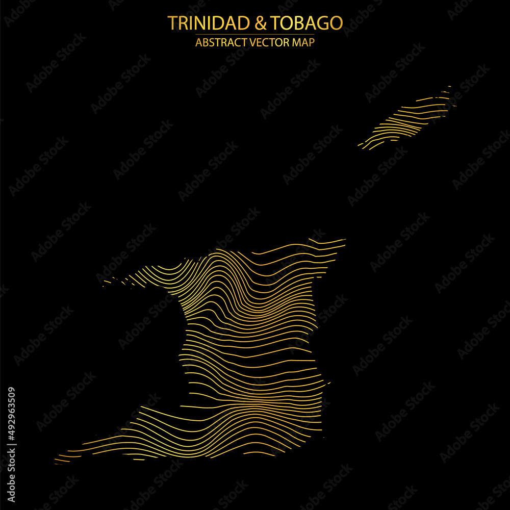 abstract map of Trinidad & Tobago - vector illustration of striped gold ...