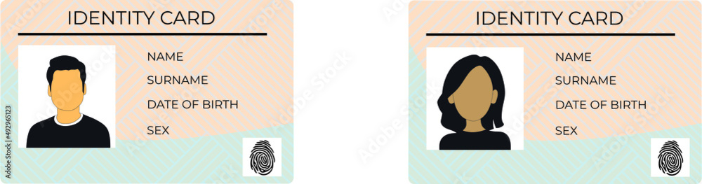 Vector ID card with fingerprint. Identity card icon vector illustration ...