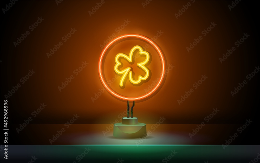 Shamrock neon icons. Green Irish clover icons for Saint Patrick's Day ...
