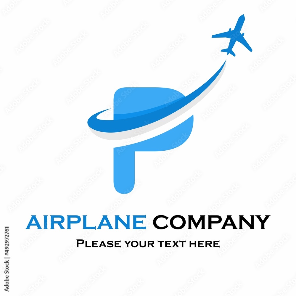 Letter p with plane vector logo. Suitable for travel,transportation ...