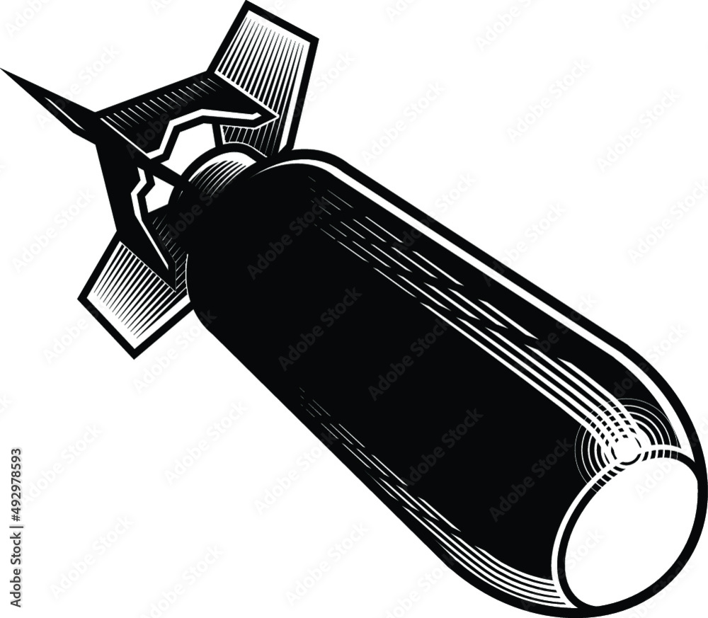 Black and white air bomb, rocket, missile Stock Vector | Adobe Stock