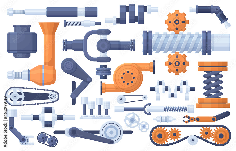 Mechanism parts, machine, factory engine industrial elements. Technical ...