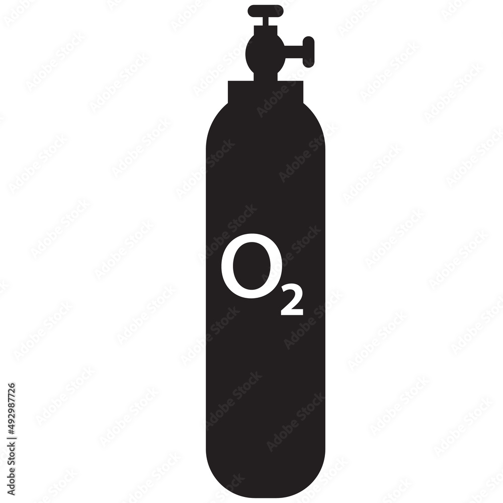 oxygen cylinder icon on white background. Mmedical life support oxygen ...
