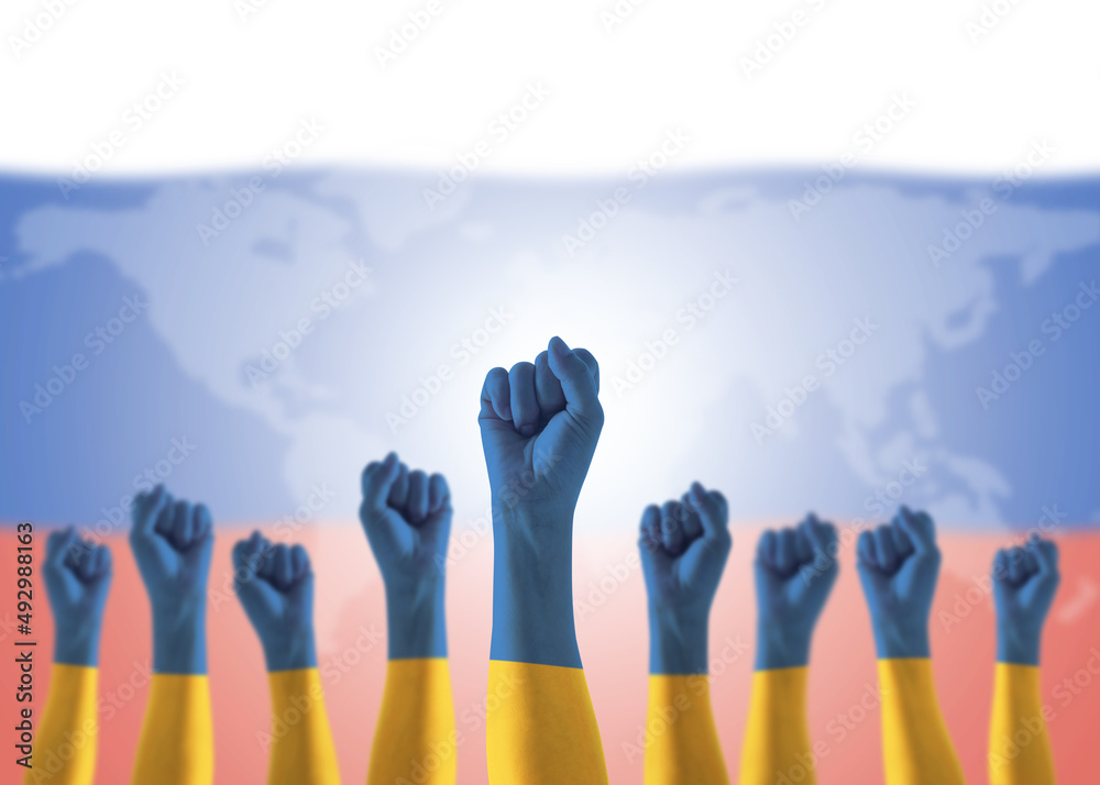 Ukraine flag on Ukrainian people hands for national empowerment and ...