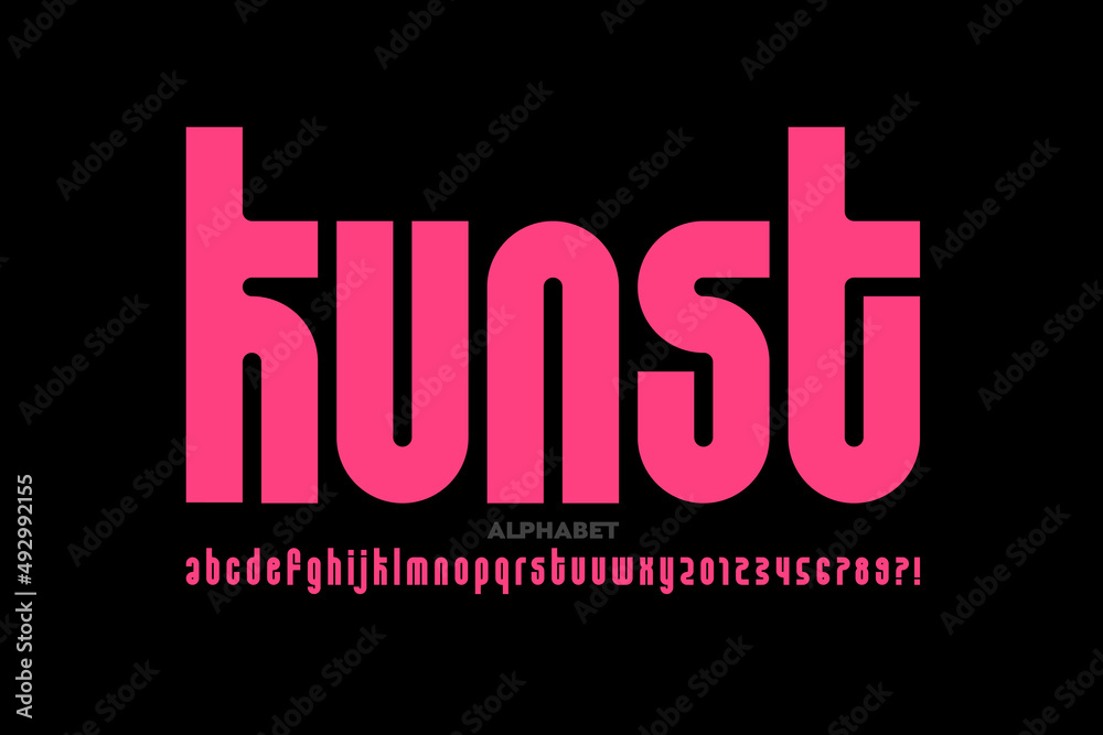 Modern style lowercase font design, alphabet letters and numbers vector ...