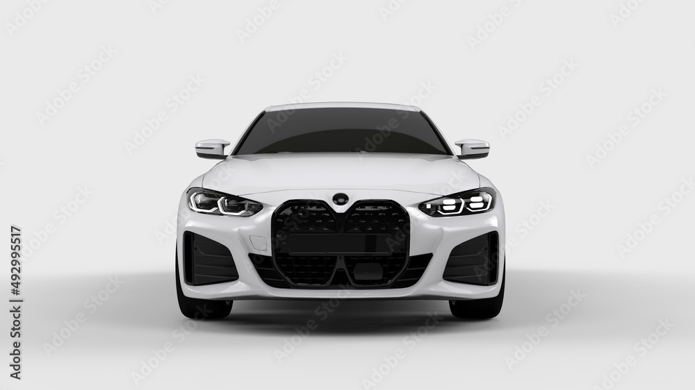 Mockup electric Sport car similar to BMW i4 M50 isolated on white ...