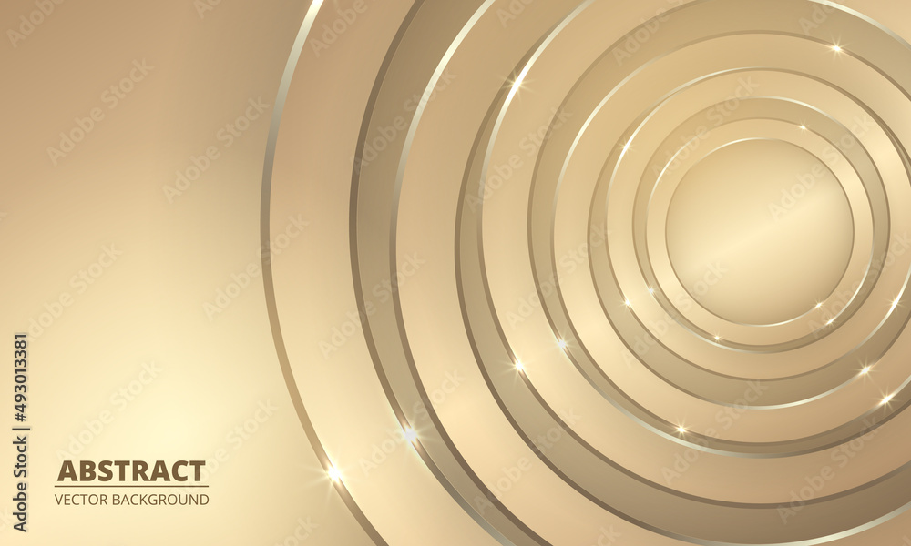 Abstract luxury golden circles on gold background. Realistic elegant ...