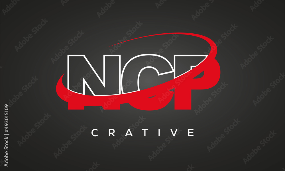 NCP creative letters logo with 360 symbol vector art template design ...