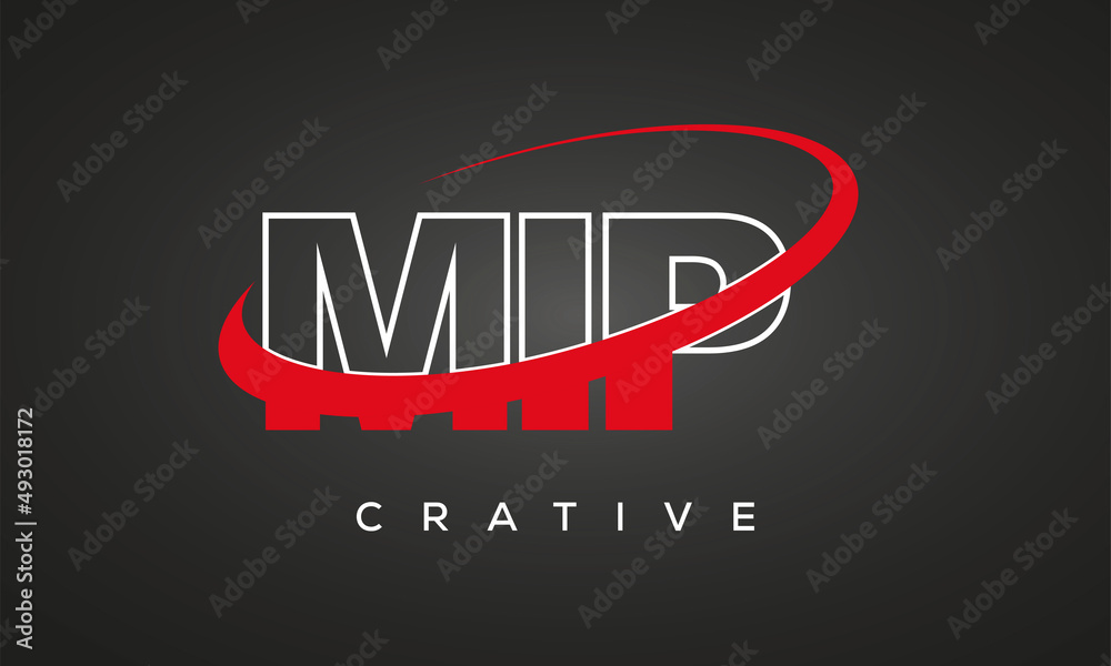 MIP creative letters logo with 360 symbol vector art template design ...