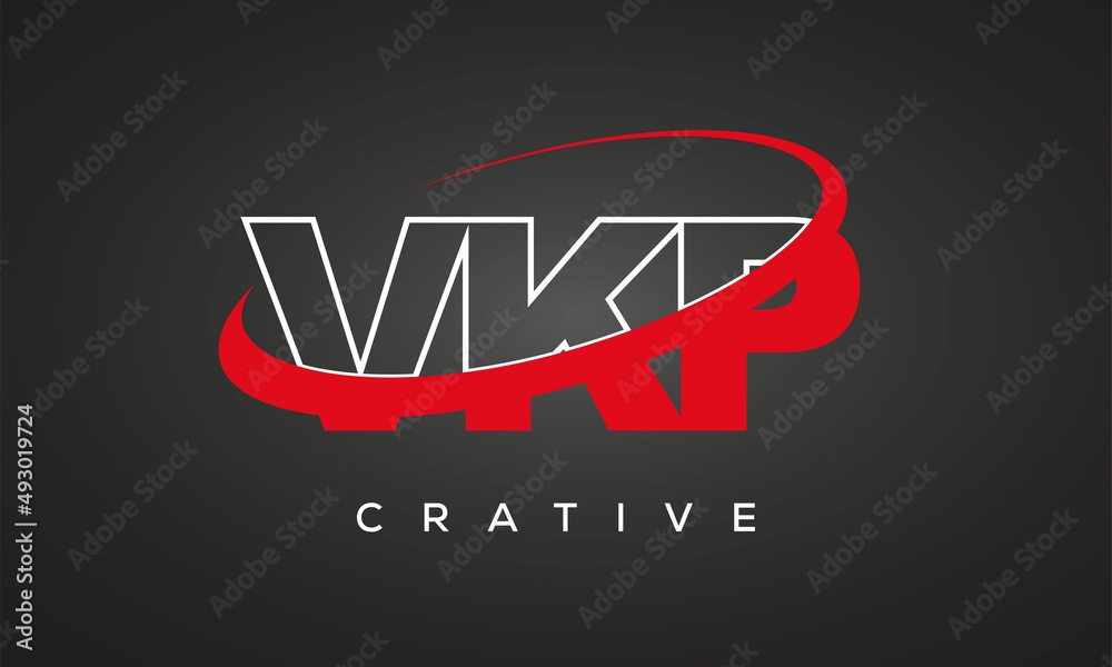VKP creative letters logo with 360 symbol vector art template design ...