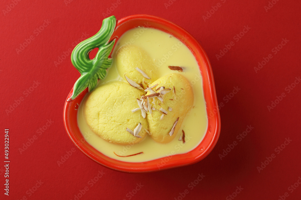 Indian dessert. Rasmalai, Rossomalai, Roshmolai, Rasamalei is a very ...