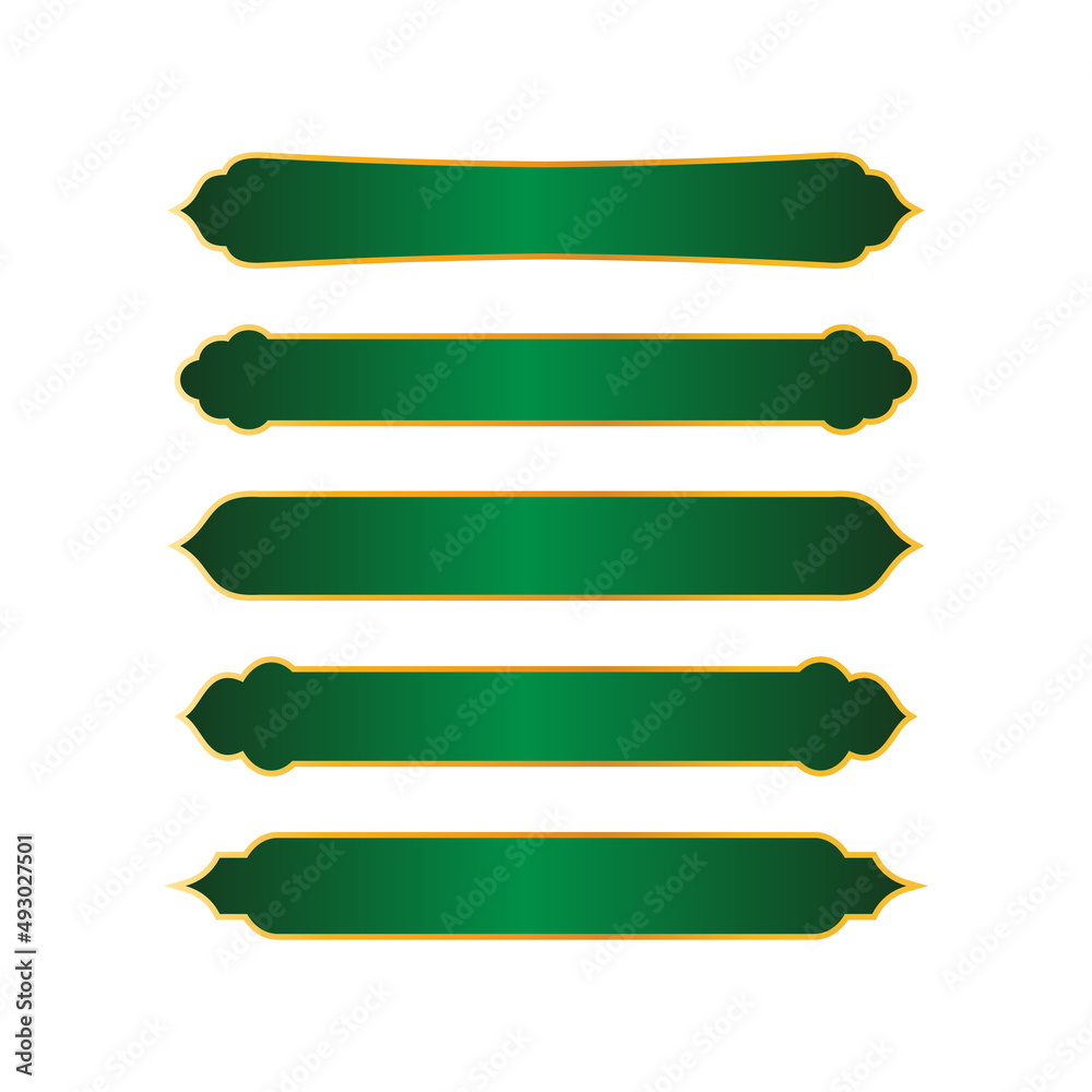 set of green islamic ribbon design, various blank islamic ribbon ...