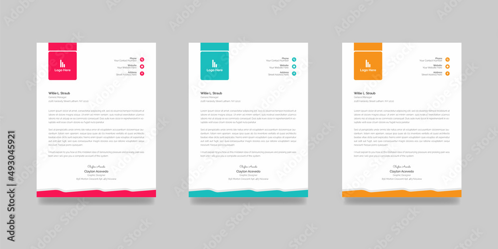 Professional letterhead template corporate document with company logo ...