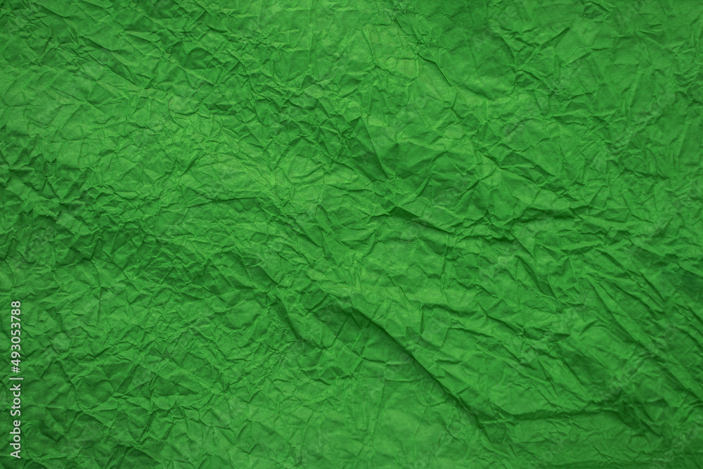 Background from crumpled green paper top view. Crumpled paper texture ...