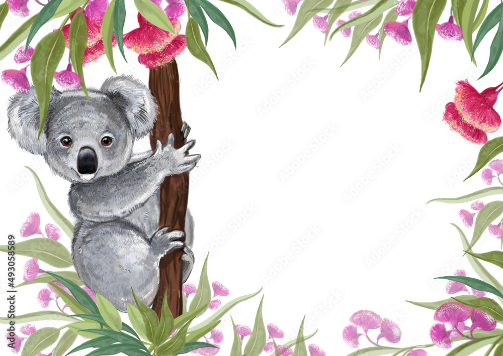 Koalas illustration for postcards and posters .Cute animals of ...