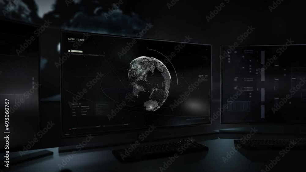 Intelligence analysis software examining the virtual globe. Planet ...