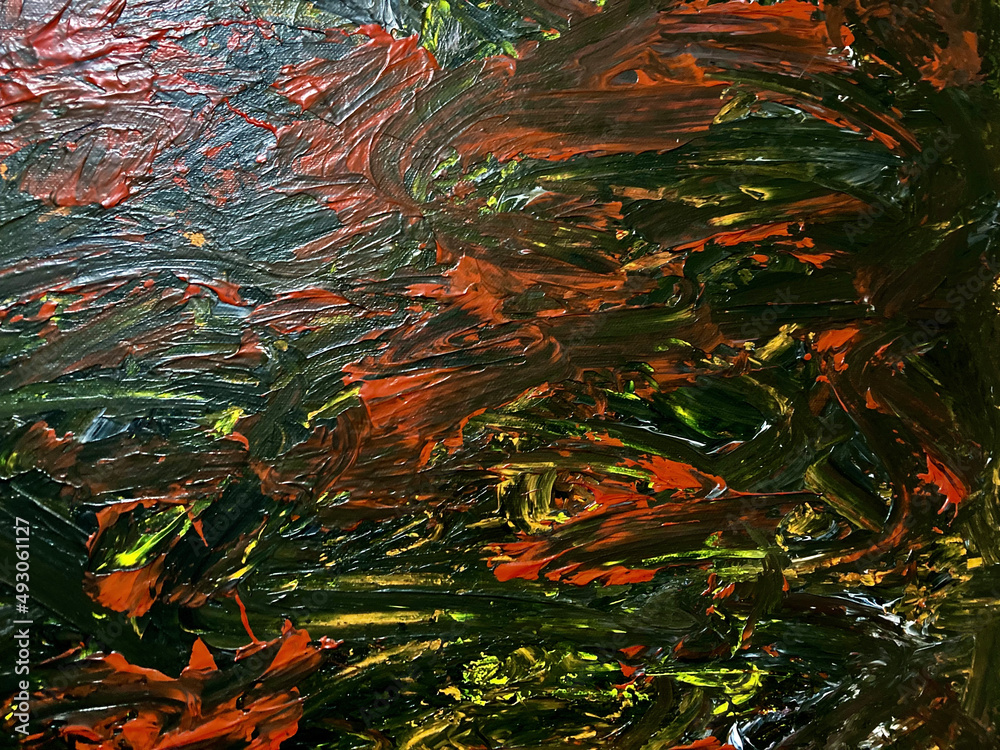 acrylic painting, abstract painting With a distinctive red color - the ...