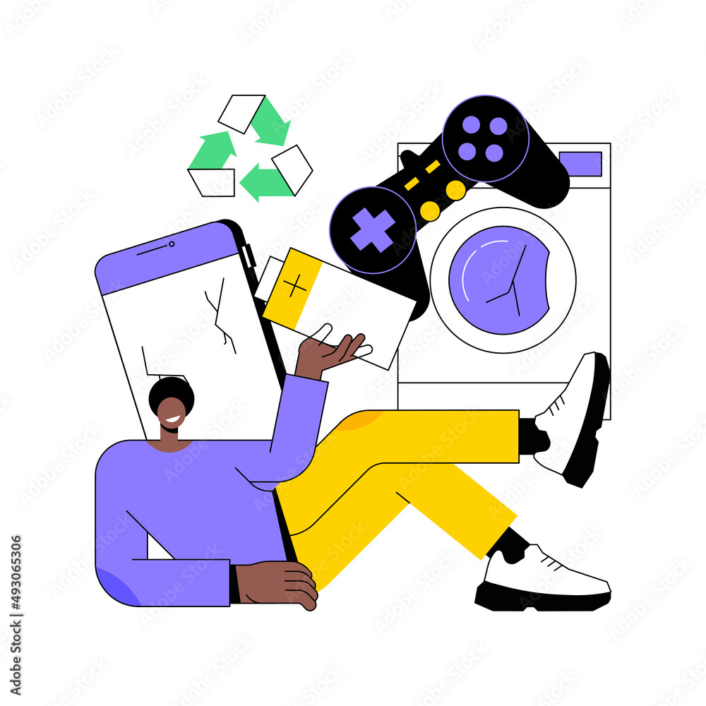 E-waste reduction abstract concept vector illustration. E-waste ...
