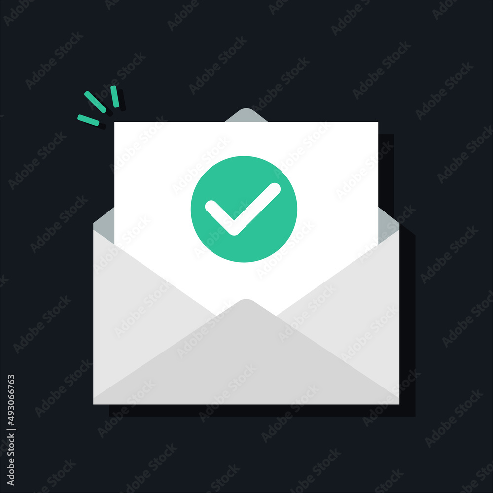 Check Mark Document In Mail Envelope Approved Document Vector Illustration Stock Vector