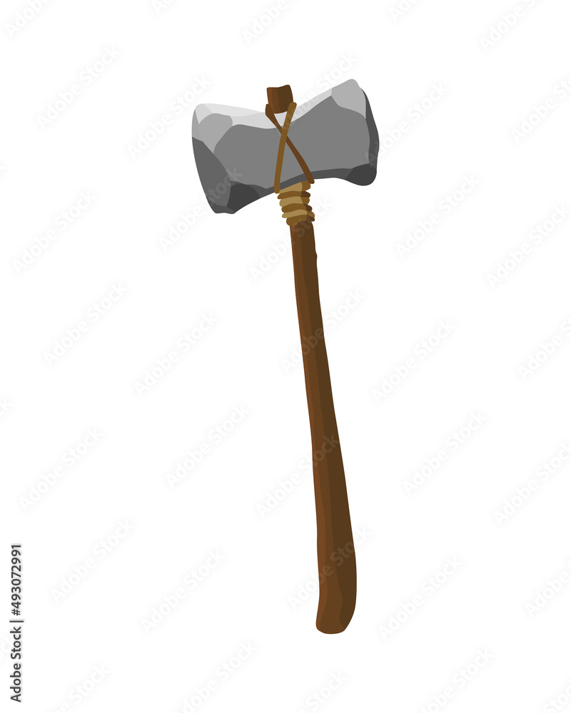 Ancient age stone tool for hunting or work. Cartoon hammer, prehistoric ...