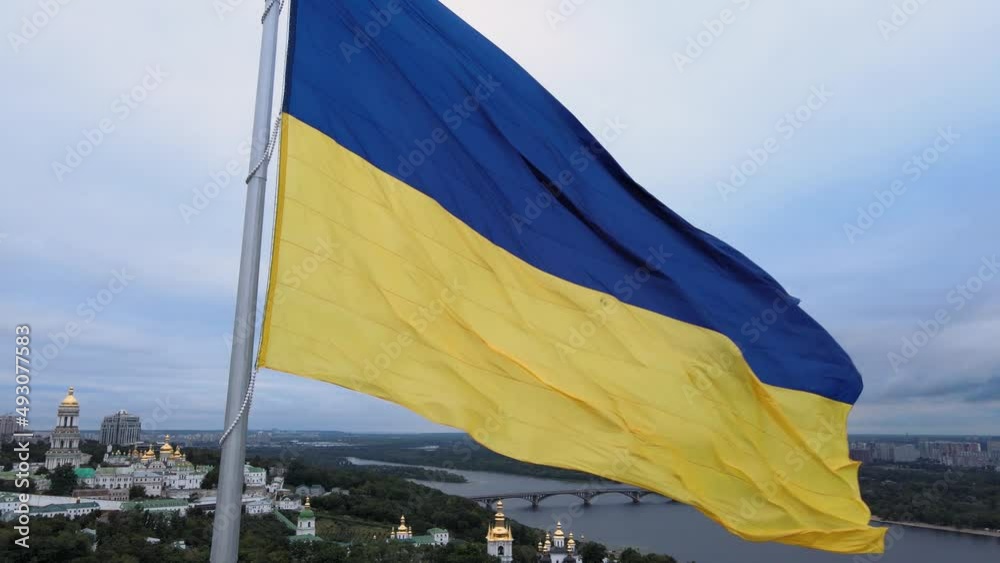 Symbol of Ukraine - National flag in Kyiv Stock Video | Adobe Stock