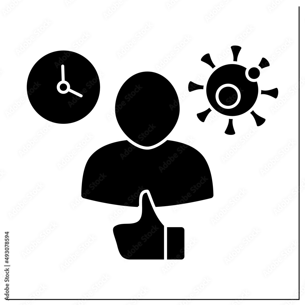 Asymptomatic glyph icon. None of key COVID-19 symptoms during entire ...