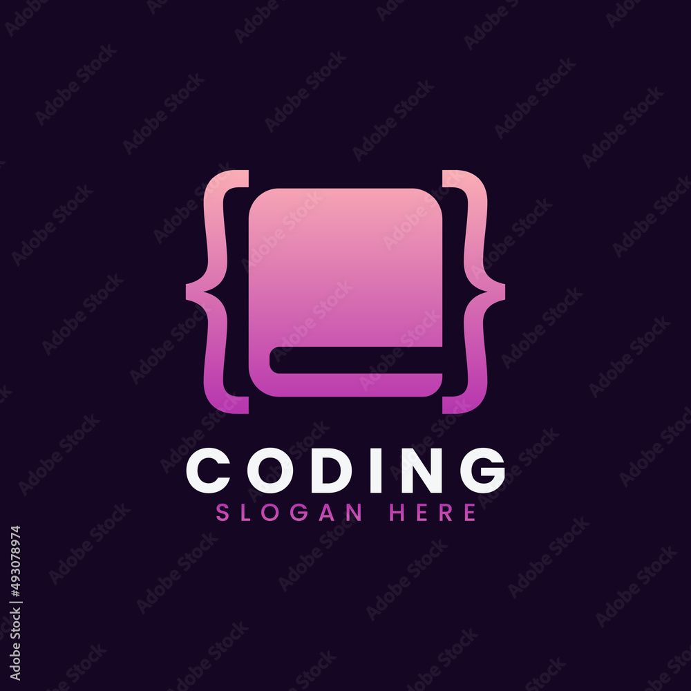 programming coding logo design, colorful gradient coding logo design template, Creative ...
