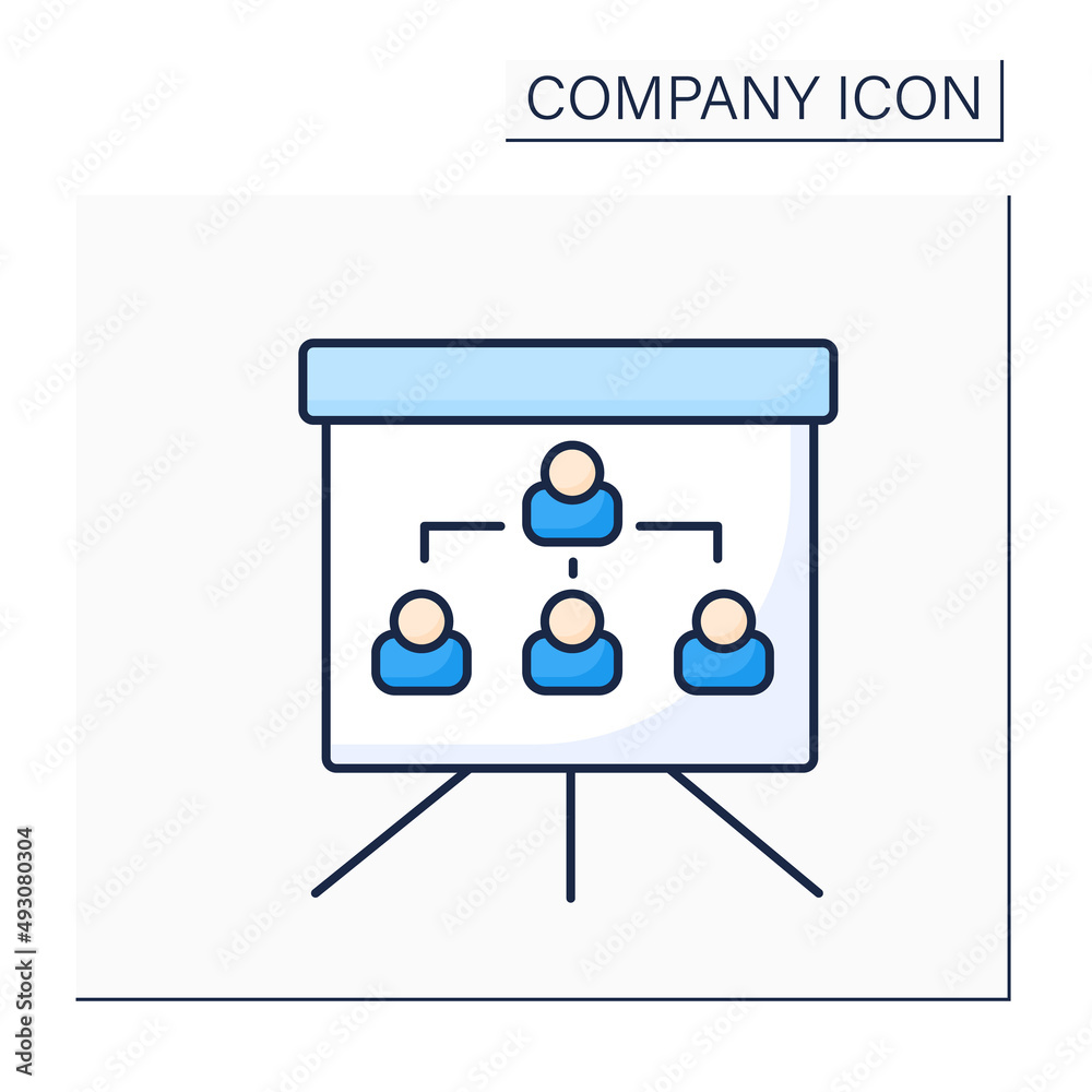 Organization chart color icon. Company internal structure. Divide roles ...